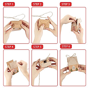 ANCIENTPWR 20 PCS Small Christmas Gingerbread Treat Boxes, Mini Candy Goodies Boxes Kraft Paper Gift Bags for Kids Party Favors Gifts Wrapping