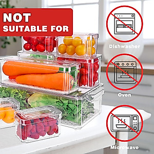 Moretoes Set of 10 Fridge Organizer Stackable Refrigerator Organizer Bins with Lids, BPA-Free Plastic Pantry Storage Bins for Fridge Freezer Kitchen Cabinet Pantry