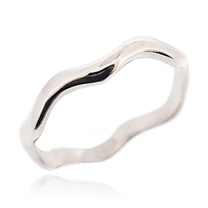 SOVATS Curved Thumb Ring for Women 925 Sterling Silver Rhodium Plated - Simple, Stylish &Trendy Nickel Free Ring, Size 8