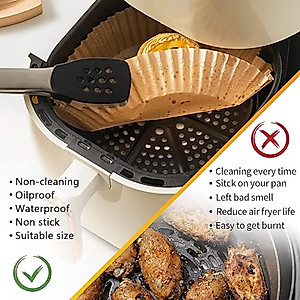 Air Fryer Paper Liners, 125PCS Non-stick Disposable Liners, Baking Paper for Air Fryer Oil-proof, Water-proof, Food Grade Parchment for Baking Roasting Microwave (8inch-Square)