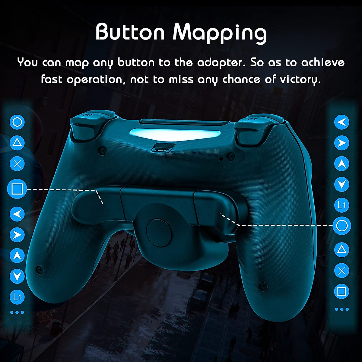 Mcbazel Back Button Attachment with OLED Display for PS4 Controller, Programmable Button Triggers with 3.5MM Audio Jack, Gaming Stuff Accessories for PS4 Controllers - Black