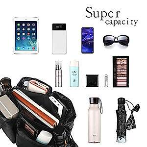 XMRSOY Handbag For Women,Large Slouchy Hobo Bag Soft Washed PU Leather Purse Amazing Multi Pocket Totes (Black)