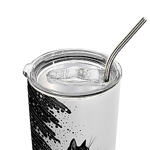 20oz Black and White Retro Vintage Cat Tumbler, Gifts for Cat Lovers, Coffee Thermos for Women, Stainless Steel Double Wall Vacuum Insulated Coffee Mug, Travel Cup with Lid