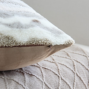 JOJUSIS Plush Short Wool Fluffy Decorative Throw Pillows Covers 16 x 16 Inch Luxury Soft Faux Fur Fleece Cushion Cover Pillowcase Pack of 2 Khaki