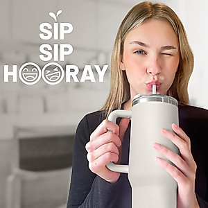 Crave Cups 40oz Tumbler with Lid and Straw l Reusable Spill Proof Double Wall Insulated Stainless Steel Water Bottle Travel Mug l Cupholder Friendly Vacuum Sealed Tumbler with Handle (Birch)