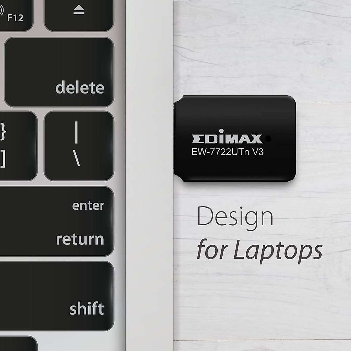 Edimax Wi-Fi 4 802.11n Mini USB Adapter -Newest Version- Wireless N300 Dongle, 300Mbps throughput, Auto-Power Adjustment for Energy Saving, Win 11 Plug-n-Play, Mac OS, Linux, EW-7722UTn V3