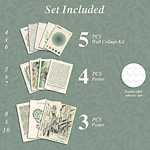 Waschbär Sage Green Room Decor Aesthetic - Green Wall Art Aesthetic Posters, Green Room Decor, Sage Minimalist Poster Set, Boho Prints Wall Collage, Matisse Pictures for Bedroom Decor (UNFRAMED)