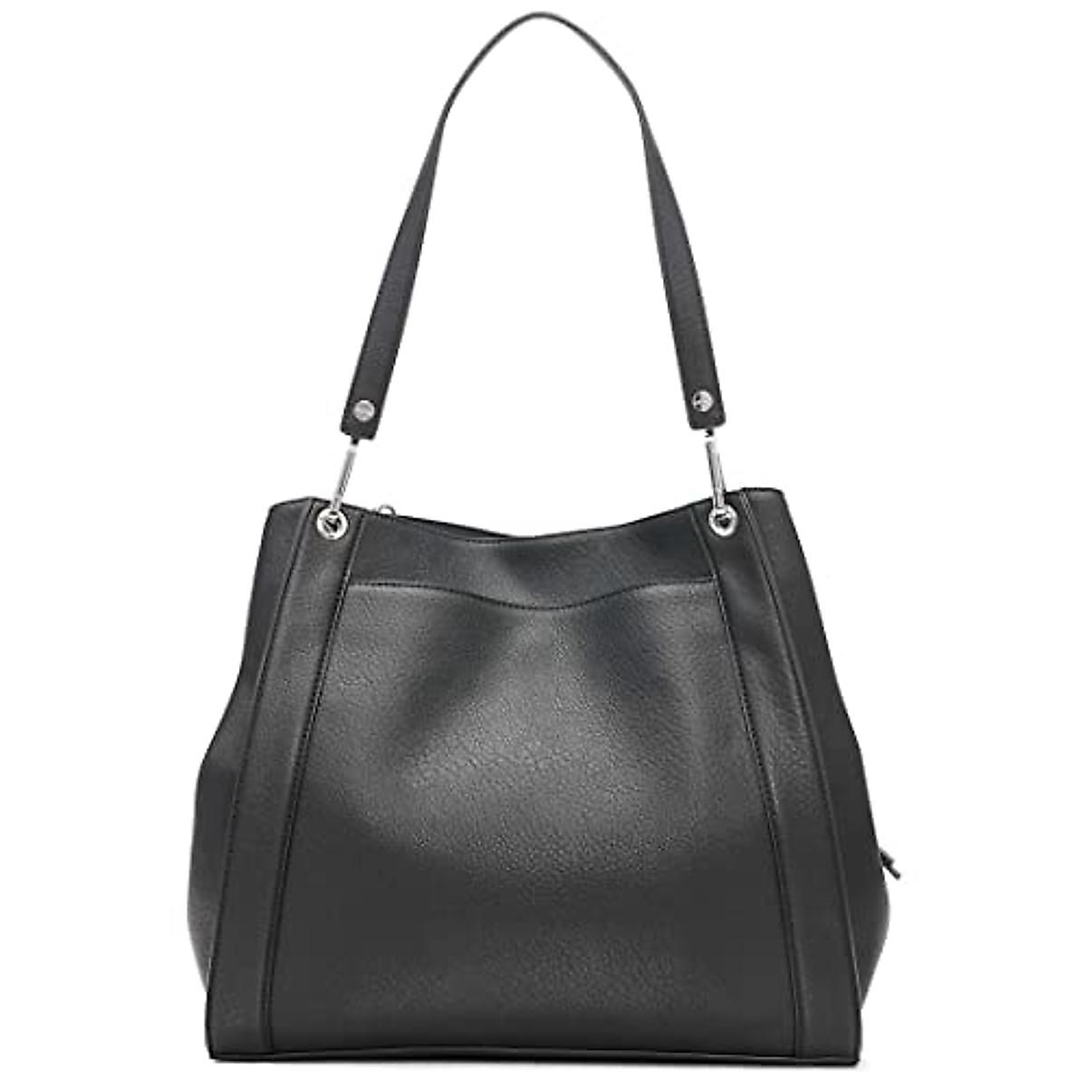 Calvin Klein Reyna Novelty Large Triple Compartment Shoulder Bag, Black/Silver Combo