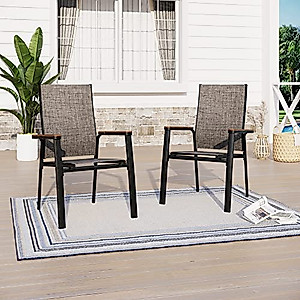Sophia & William Patio Dining Chairs Aluminium Lightweight Textilene Outdoor Dining Chairs Stackable 2 Pieces Patio Chairs for Lawn Garden Backyard Pool