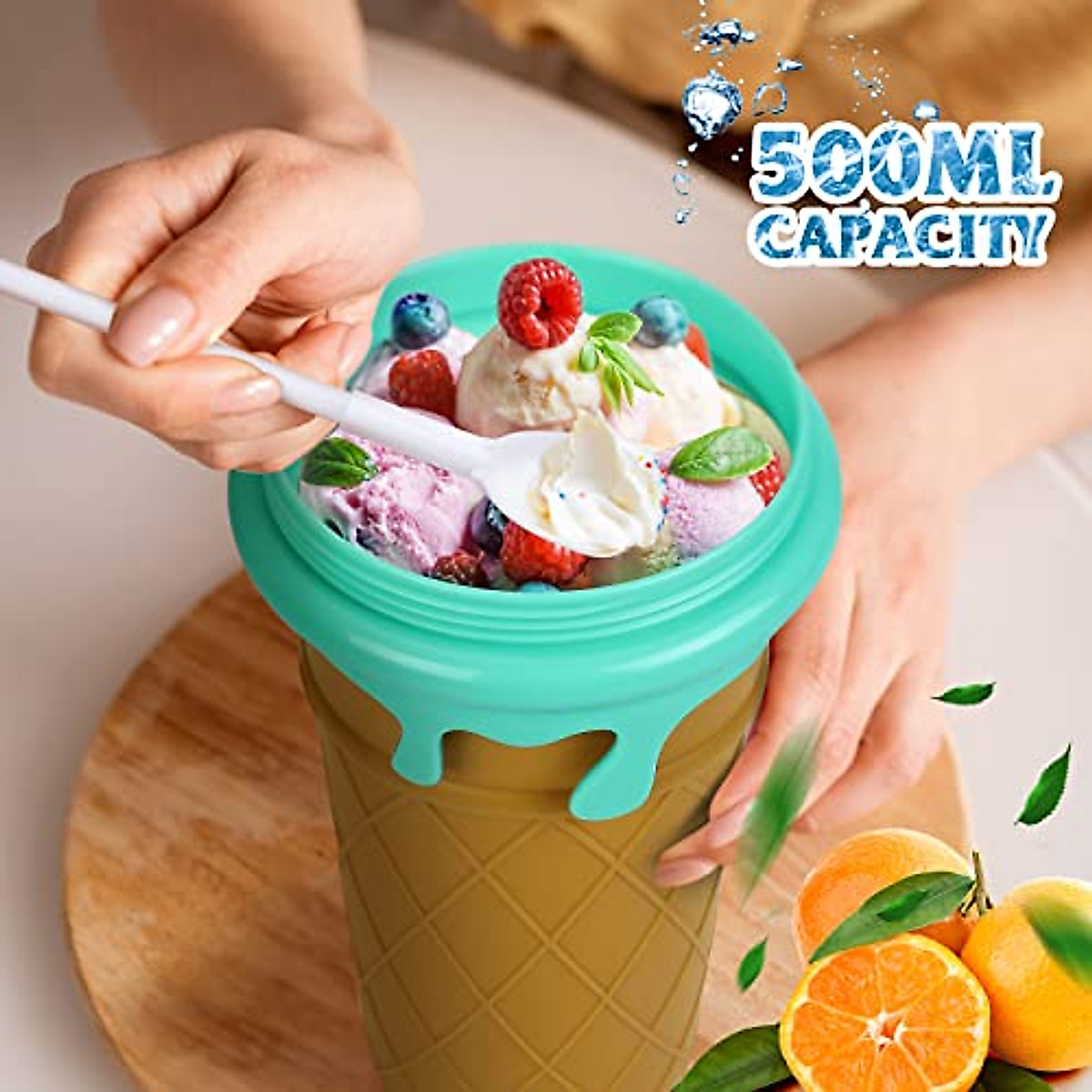 New 500ml Slushie Maker Cup, Large Capacity TIK TOK Magic Quick Frozen Smoothies Cup, Cooling Cup, Double Layer Squeeze Slushy Maker Cup, Happy Gifts for Kids (Coffee)