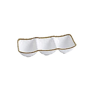 Pampa Bay Porcelain with Titanium Finish 3-Section Serving Tray Platter (Gold)