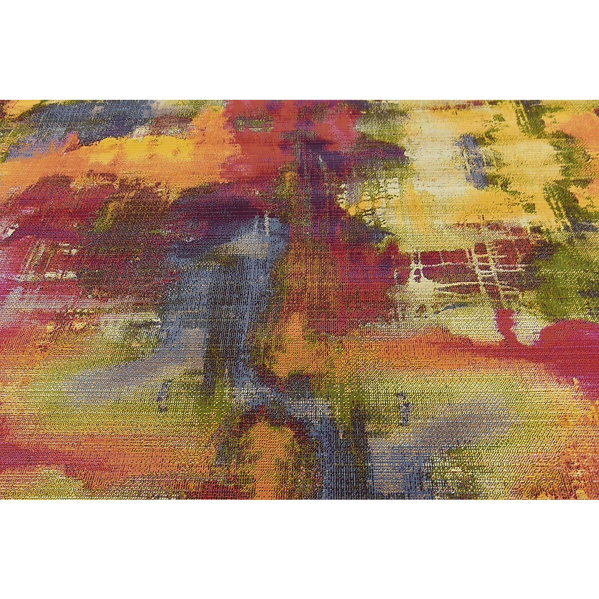 Unique Loom Outdoor Modern Collection Area Rug - Azera (10' x 12' 2" Rectangle, Multi/ Blue)