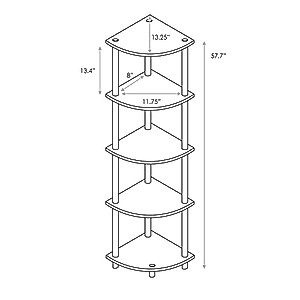 Turn-N-Tube 5 Tier Corner Display Rack Multipurpose Shelving Unit, Set of 2 (Color : Columbia Walnut/Black)