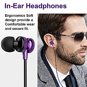 USB C Headphones for iPhone 15 Pro Max Google Pixel 8 7 7A 6 6A,Type C Earphones in Ear Wired Earbuds Headset Microphone for Samsung Galaxy S23 FE S22 Ultra S21 Z Flip 5 Fold Oneplus 11 iPad 10 Purple