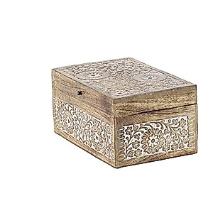 Deco 79 Mango Wood Floral Box with Hinged Lid, Set of 3 8", 10", 12"W, Brown