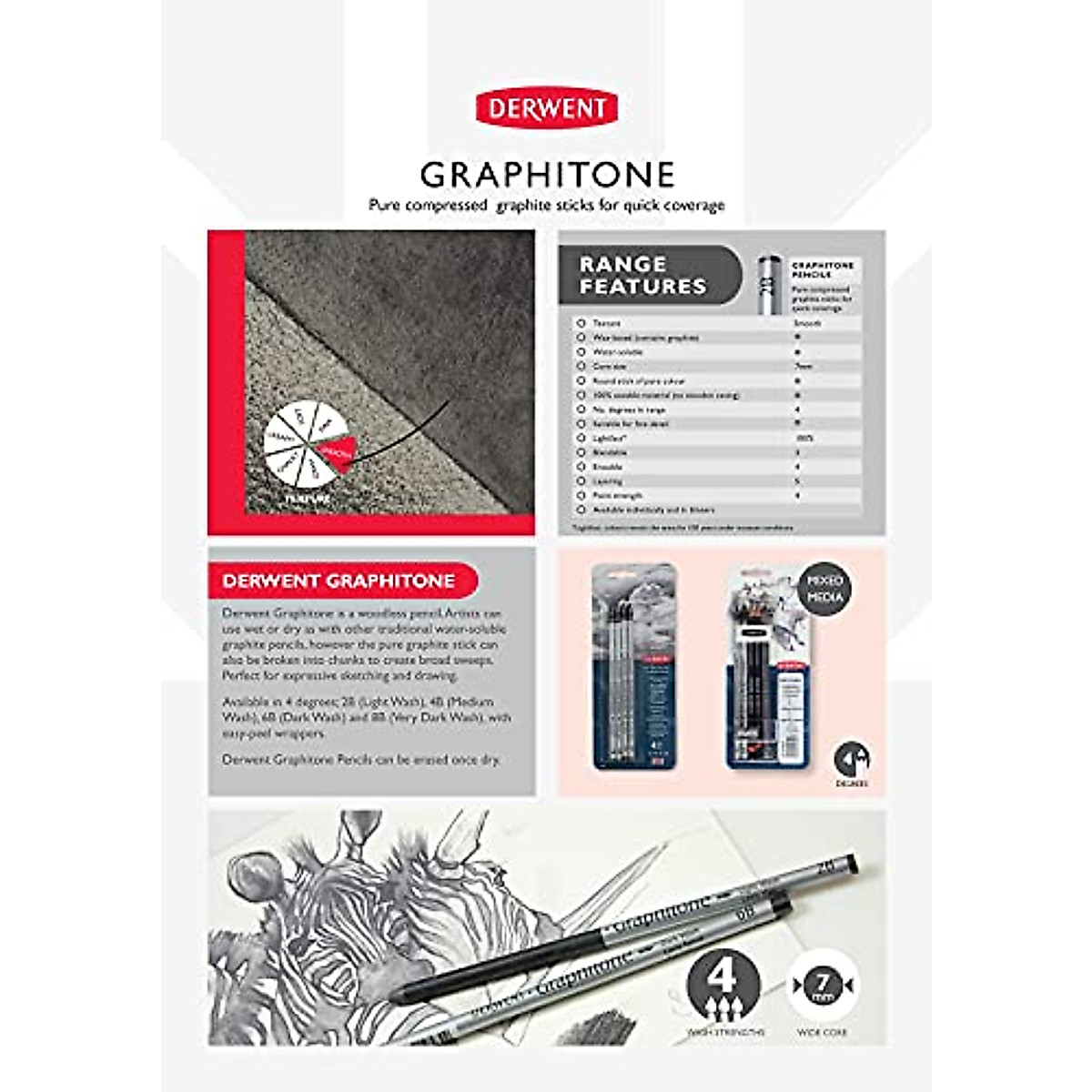 Derwent Sketching Pencils, 4mm Core, Wooden Box, 48 Count (0700759)