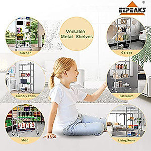 EZPEAKS 2-Pack Chrome 5-Shelf Shelving Units and Storage Rack on Wheels with 5-Shelf Liners, NSF Certified, Adjustable Matel Wire Shelving Unit Rack for Garage, Kitchen, Office, (63H X 30W X 14D)