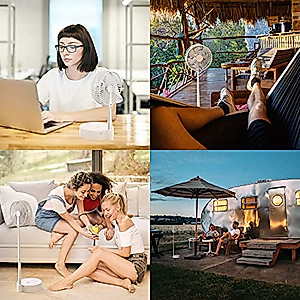 beheart Floor and Table Oscillating Fan, 8 inch Portable Foldable Fan with Remote, Humidifier and Night Light, 7200mAh, 3-Speed, 7 Blades Quiet Fan…