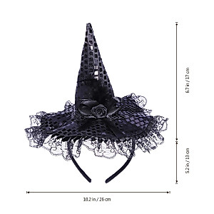 TINKSKY Children Halloween Headband Feather Party Witch Hat for Costume Dress up Party Performance Supplies (Black)