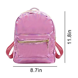 MOSSTYUS Small Holographic Rainbow Shoulder Bag Metallic Satchel Shiny Travel Daypack for Women Lady