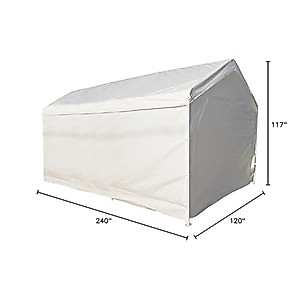10x20 White Canopy Carport Cover Set with Valanced Top All 4-Side Walls and Top (5 Pcs Tarps Set, No Frame)