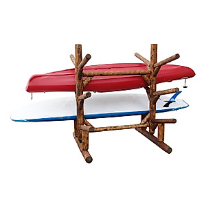 Log Kayak Rack - 6-Place Kayak, Freestanding Kayak Storage Rack, Kayak Racks for Outdoor Storage, Rack Stand, Racks for Surfboards, Surfboard Rack or SUP Storage Rack, Paddle Board Rack - Canyon Brown