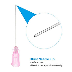 PATIKIL 20Ga x 1.5 Inch Dispensing Needle Tips, 50Pcs Stainless Steel and Plastic Glue Needle Tube Blunt Tips with Luer Lock for Glue Oil Applicator, Pink