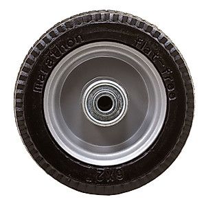 Marathon 6x2" Flat Free, Hand Truck / All Purpose Utility Tire on Wheel, 2.375" Centered Hub, 1/2" Bearings