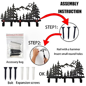 VIVICOMFY Metal Tree Coat Hooks Wall Art Decor-Tree Hangers and Key Holder-Clothes Rack and Backpack Hanger-Forest Theme Hooks Sweet Home Decor for Storage, Living Room, Hallway, Office (Black)