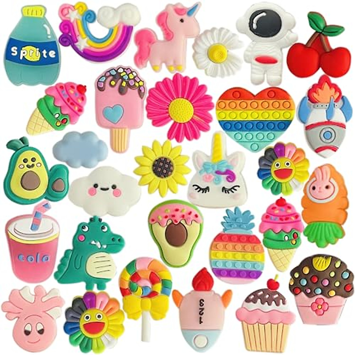 monochef Shoe Charms for Girls Teens: 30 Pack Random Different Cute Shoe Decoration Charms, Shoe Charm, Charms for Shoes Bracelet Wristband Party Favors Gifts Boys Kids Adults