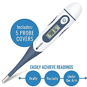 MABIS Digital Thermometer for Babies, Children and Adults for Oral, Rectal or Underarm Use, Blue, 20 Sec