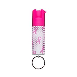 SABRE Pepper Spray With Key Ring, 25 Bursts, 10-Foot (3-Meters) Range, UV Marking Dye, Twist Lock Safety, Supports The National Breast Cancer Foundation (NBCF), Pink