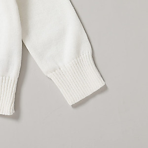 Baby Boys Girl Organic Cotton Sweater Tops Kids Fall Winter Knit Sweater Solid Color Outfit 1-5T (White, 18-24 Months)