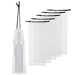 Cosmos 6 Pcs Umbrella Bags Wet Umbrella Cases Translucent Folding Umbrella Storage Bag Waterproof Travel Umbrellas Sleeves Reusable Umbrella Carry Bag with Drawstring for Home Outdoor