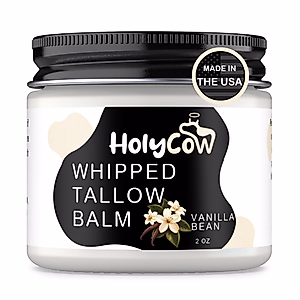 Beef Tallow For Skin - Whipped Tallow Balm with Organic Jojoba Oil, Grass Fed Beef Tallow Face Moisturizer for Eczema, Baby, Lip Balm - Lotion For Extremely Dry Skin (Vanilla Bean)