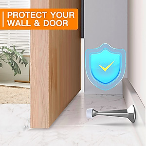 Door Stoppers for Bottom of Door - 6 Pack WINONLY Door Stops with Soft Rubber Tips Wall Protector Heavy Duty Solid Rigid Door Stoppers, Satin Nickel