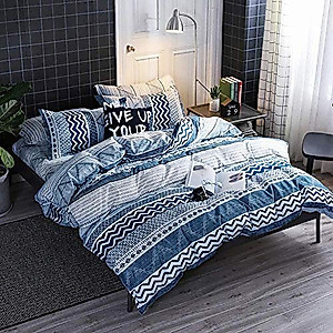 HYPREST Bohemian Duvet Cover Queen Size -Blue and Teal Duvet Cover Soft Lightweight Comforter Cover Set, Oeko-TEX Certificated (No Comforter)