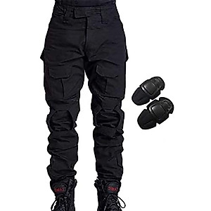 H World Shopping Military Army Tactical Airsoft Paintball Shooting Pants Combat Men Pants with Knee Pads BK (XL)