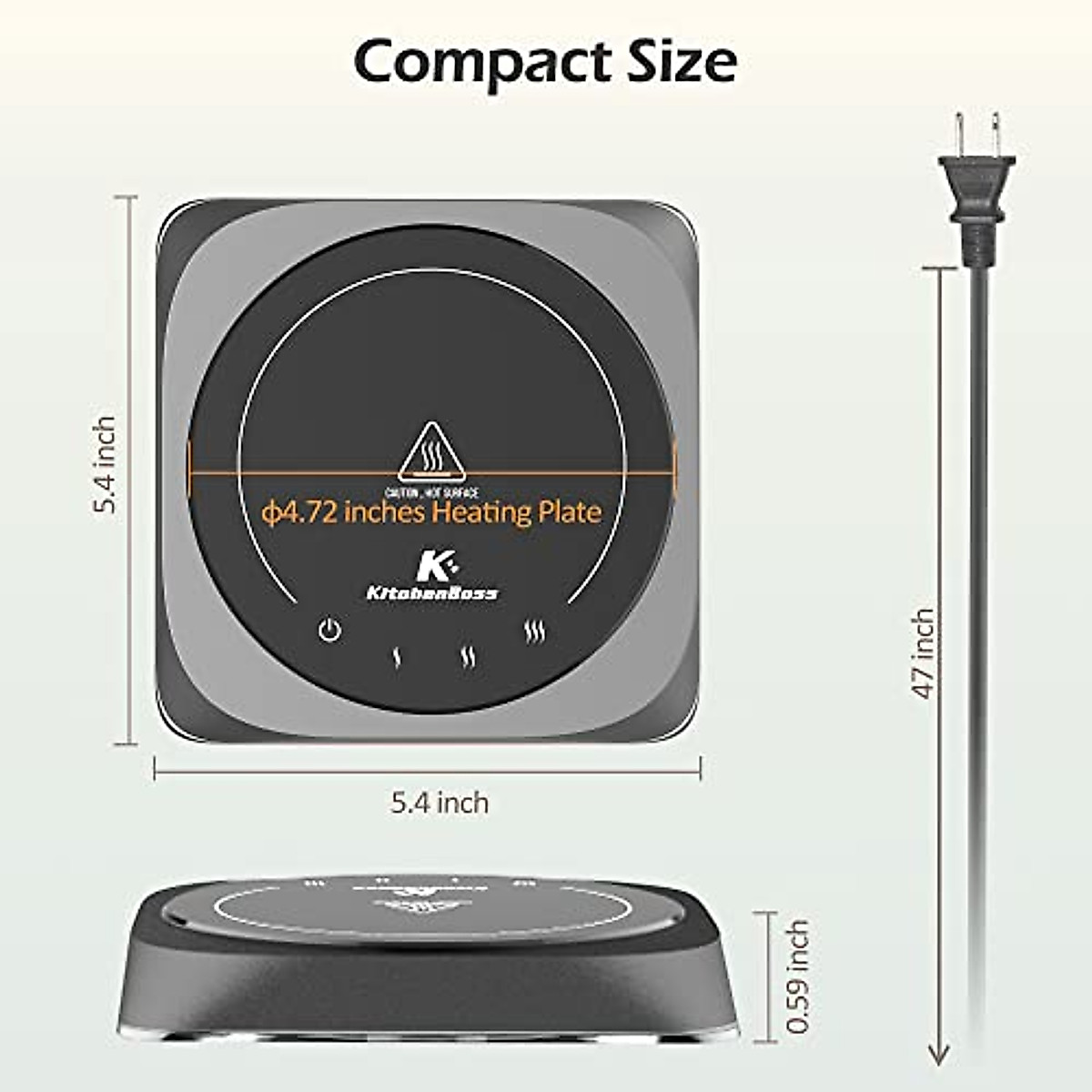 KitchenBoss Smart Coffee Mug Warmer: Coffee Cup Warmer for Desk with 3 Temperature Setting, Coffee Cup Warmer Candle Warmer with Auto Shut Off Beverage Heating Plate