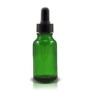 1/2 Oz (15 ml) Green Boston Round Glass Bottle w/Glass Dropper - Pack of 12