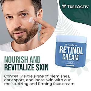 TreeActiv Retinol Cream, 2 oz, Retinol Cream for Face and Body, Gentle Retinol Moisturizer with Hyaluronic Acid, Moisturing Women and Mens Retinol Face Cream, Anti Aging Spot Wrinkle Cream, 400 Uses