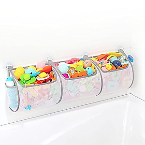 Ligereza Bathtub Toy Holder，Prevent Spots，Bath Toy Storage Bath Toys for Kids Ages 4-8 30“x8.7”Mesh Bath Toy Holder，let Baby Bath Toys Quick Drying…