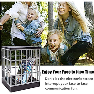 Mobile Phone Jail Cell Phones Prison Lock Up Safe Smartphone Stand Holders Classroom Home Table Office Storage Gadget -Family Time, Party Fun Novelty Gift Idea