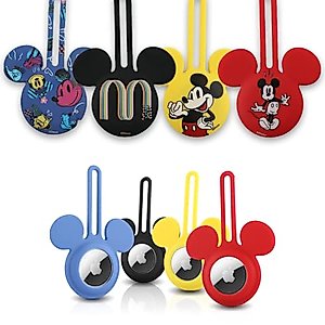 Disney Mickey Mouse Ears 4-Pack Silicone Airtag Holder Case- 4 Airtag Keychain Holder Included- Disneyland Accessory for Backpack/Keys/Pet - Keychain Accessories for Apple Airtag- Airtag Case 4 Pack