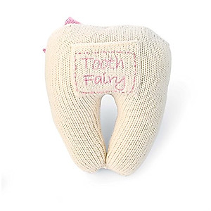 Mud Pie Knit Tooth Pillow, Pink, Small