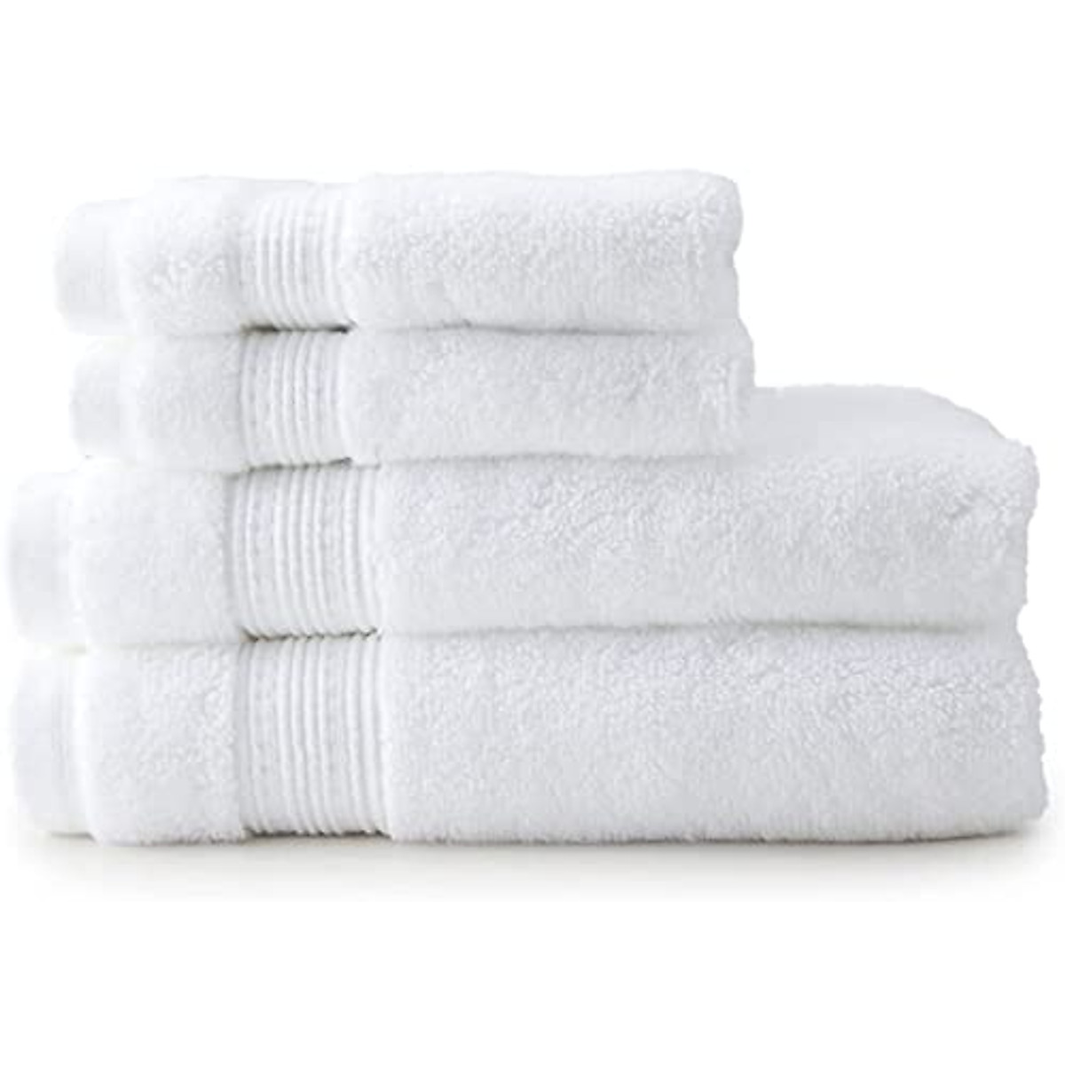 New Charisma Soft 100% Hygro Cotton 4-Piece Hand & Washcloth Towel Set (One Size White) (White)