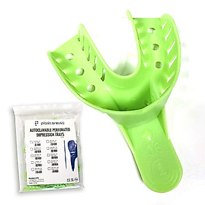 Dental Impression Trays Large Lower - Autoclavable Perforated Impression Tray Set - Size Number 2 (Bag of 12) by PlastCare USA