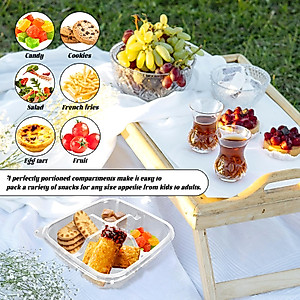 ISUSSER 20 Pack Clear Bento Snack Food Containers, 4 Compartment Meal Prep Containers with Lids for School and Work (clear)