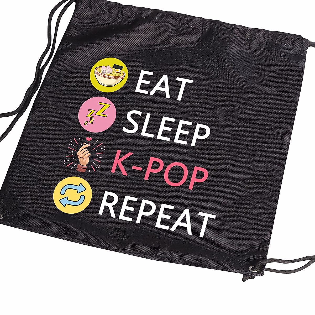 CMNIM K-POP Makeup Bag Eat Sleep Repeat Travel Pouch Merchandise Gift for Women Girl (Black DB)