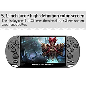 New 5.1 inch 32GB Retro Handheld Video Game Console Built-in 7600 Games for Multiple simulators Portable Game Console mp3/4 av-Out(Black)